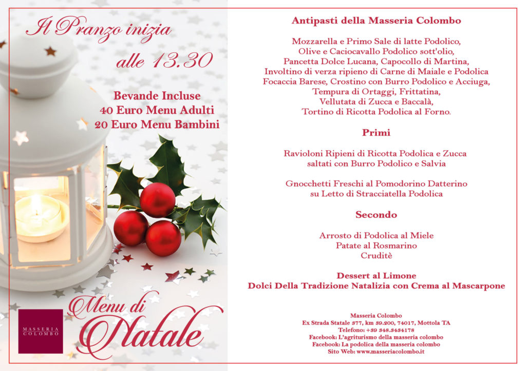 Menu delle feste – Masseria Colombo